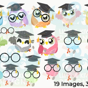 Graduation Owls Clipart Instant Download Celebration - Etsy UK