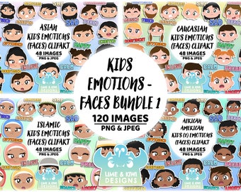 Children Feelings Faces Clip Art Set 1 Chirp (Download Now) - Etsy
