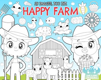Farm Animals Clipart Set Farm Animals Digital Stamps Cute - Etsy