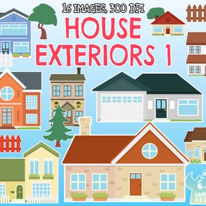 Community Buildings Clipart Bundle 1, Black and White, Digital Stamps ...