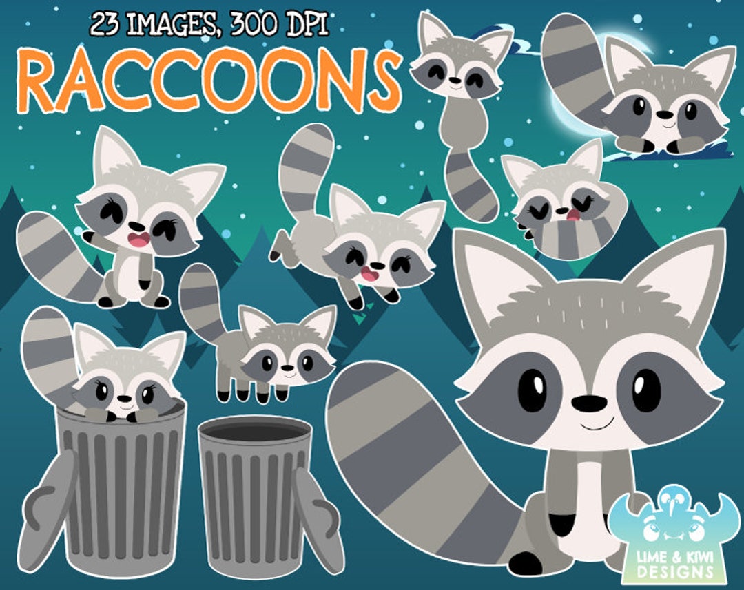 Raccoons Clipart Instant Download Woodland Animal Forest - Etsy