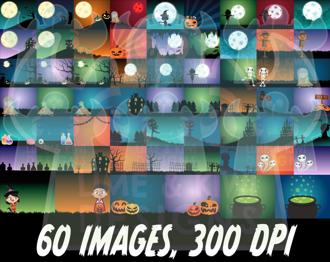 Ultimate Halloween Background Bundle Instant Download Art, Commercial ...