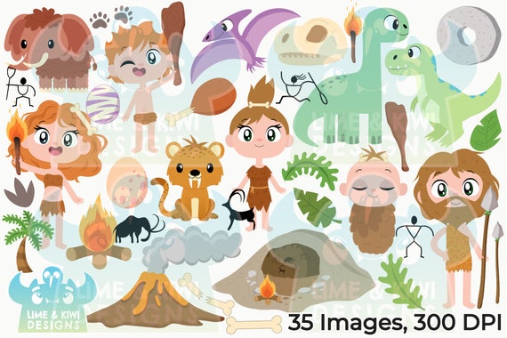 Caveman With Fire Clipart Words