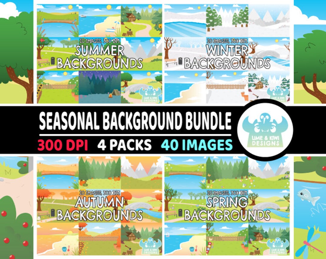 Seasonal Backgrounds Clipart Bundle 1 Spring Backgrounds - Etsy