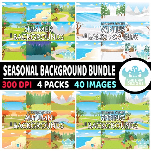Seasonal Backgrounds Clipart Bundle 1 Spring Backgrounds - Etsy