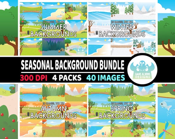Seasonal Backgrounds Clipart Bundle 1 Spring Backgrounds | Etsy