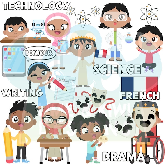 2 Kids Writing Clip Art