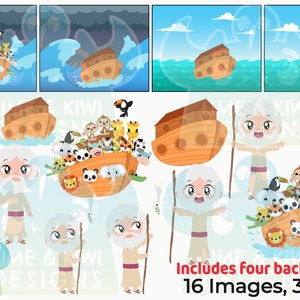 Noah's Ark Clipart, Black and White, Digital Stamps, Commercial Clip ...