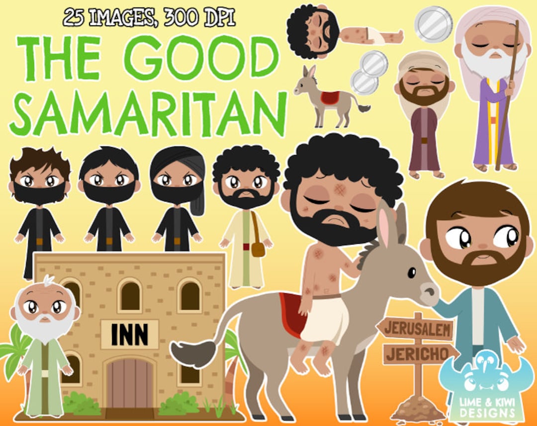 The Good Samaritan Clipart, Black and White, Digital Stamps, Religious ...