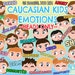 Caucasian Kids Emotions Faces Clipart, Black and White, Digital Stamps ...