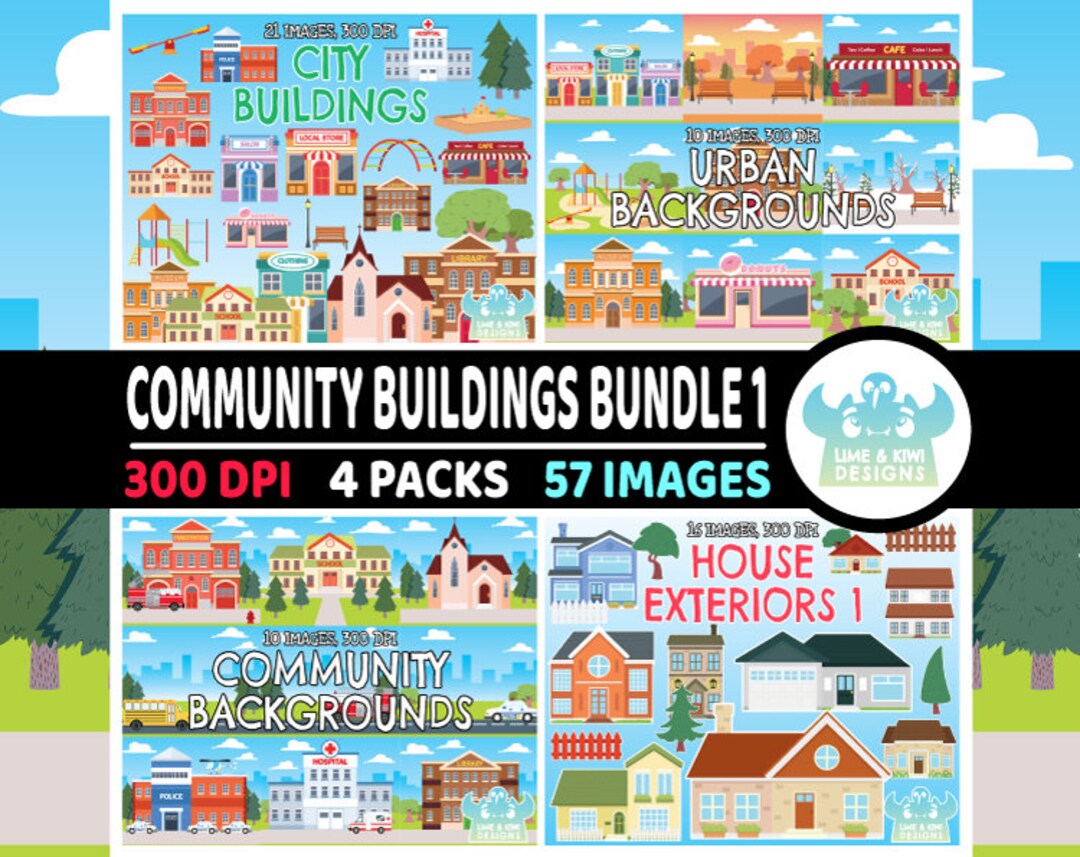 Community Buildings Clipart Bundle 1 Urban Backgrounds - Etsy UK