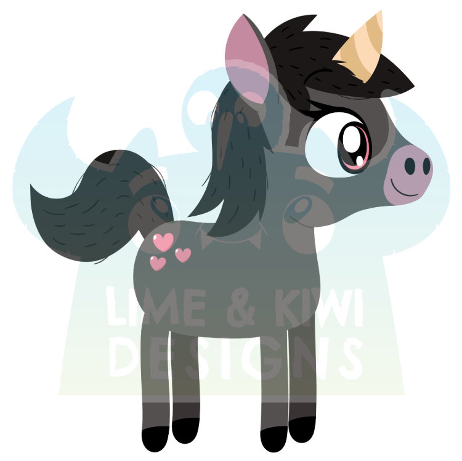Black Unicorns Clipart Instant Download Star Cloud Heart - Etsy UK