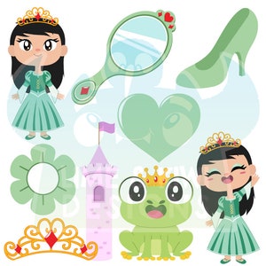 Princesses Clipart, Instant Download, Fairytale, Fantasy, Dress, Pink ...