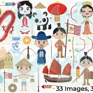 Ancient China Clipart, Black and White, Digital Stamps, Chinese ...