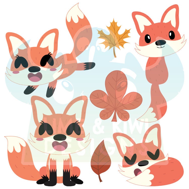 Foxes Clipart Instant Download Woodland Animals Forest | Etsy