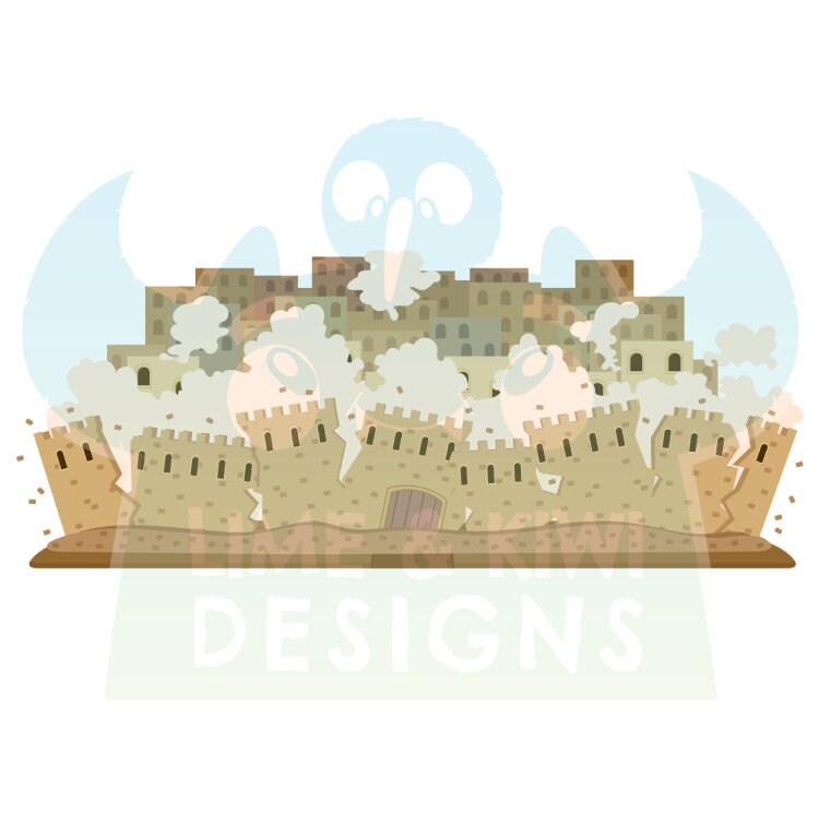 Joshua and the Battle of Jericho Clipart, Black and White, Digital ...