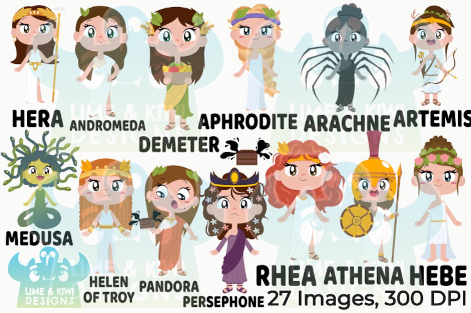 Greek Mythology Characters Females Clipart Immortal - Etsy