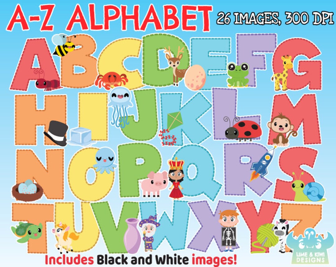 A-Z Alphabet Clipart, Commercial Use, Alphabet Letters, Letter Bundle ...