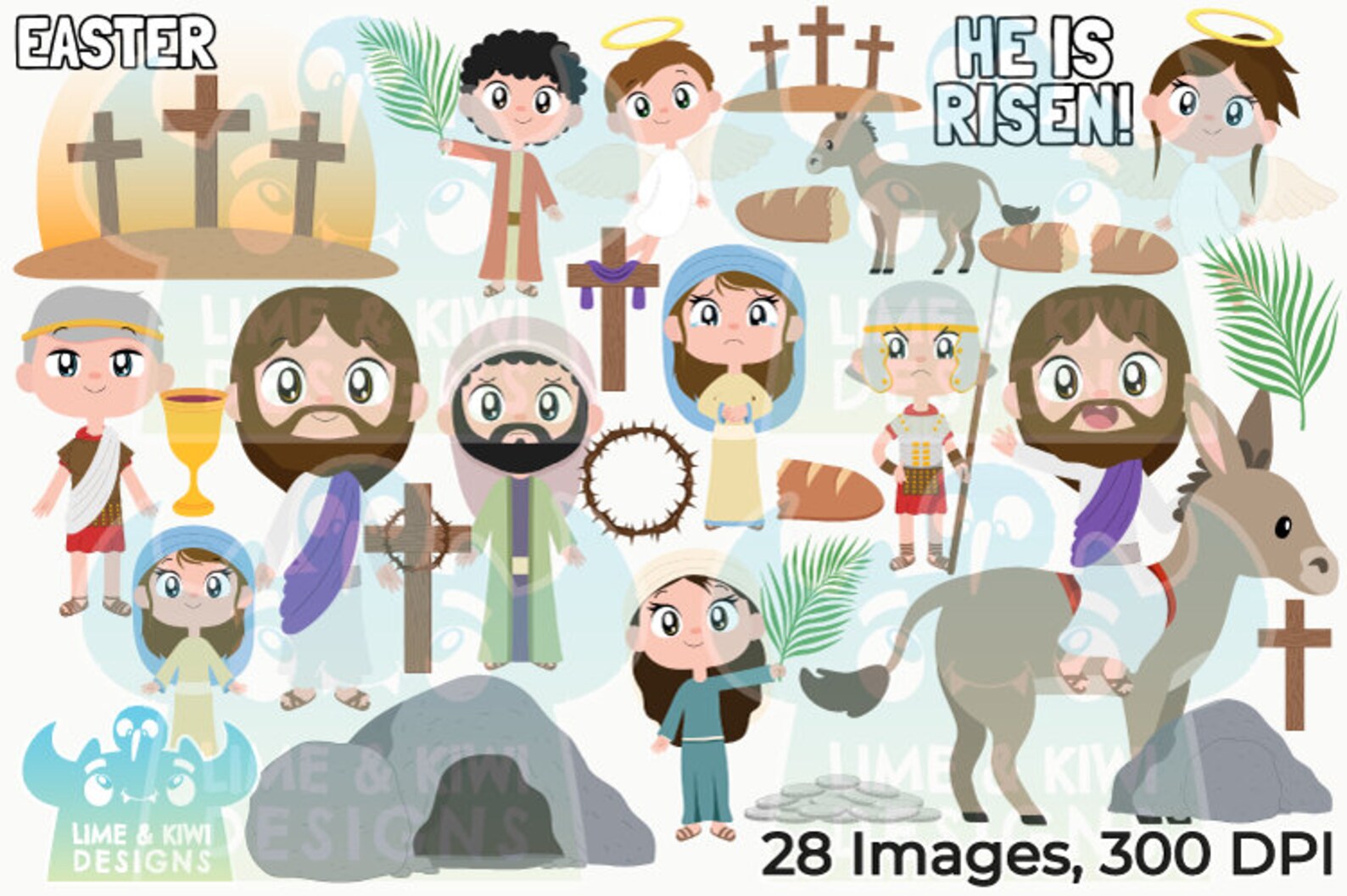 The Easter Story Clipart, Black and White, Digital Stamps, Jesus ...