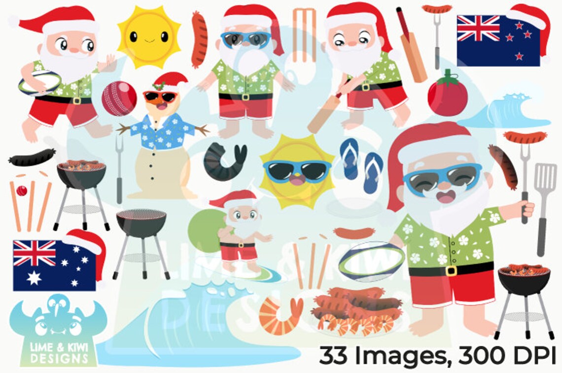 Christmas Down Under Clipart Instant Download Vector Art - Etsy UK