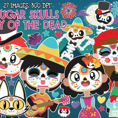 Day of the Dead Clipart Sugar Skull Dia De Los Muertos - Etsy