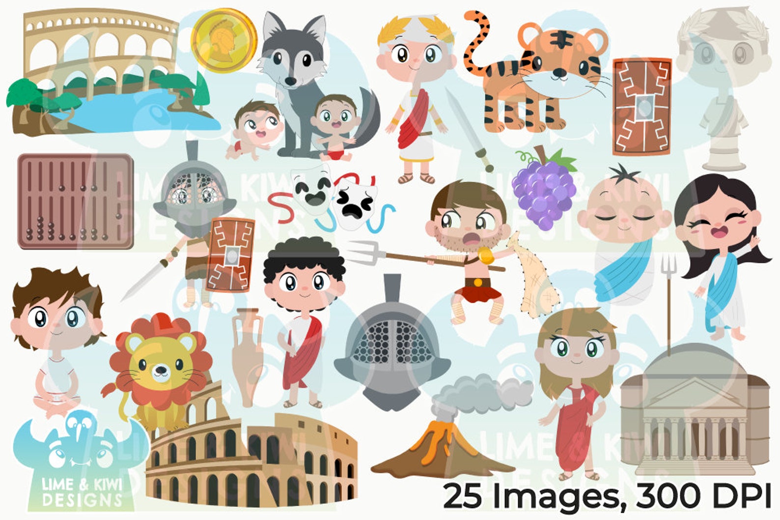 Ancient Rome Clipart, Black and White, Digital Stamps, Commercial Use ...