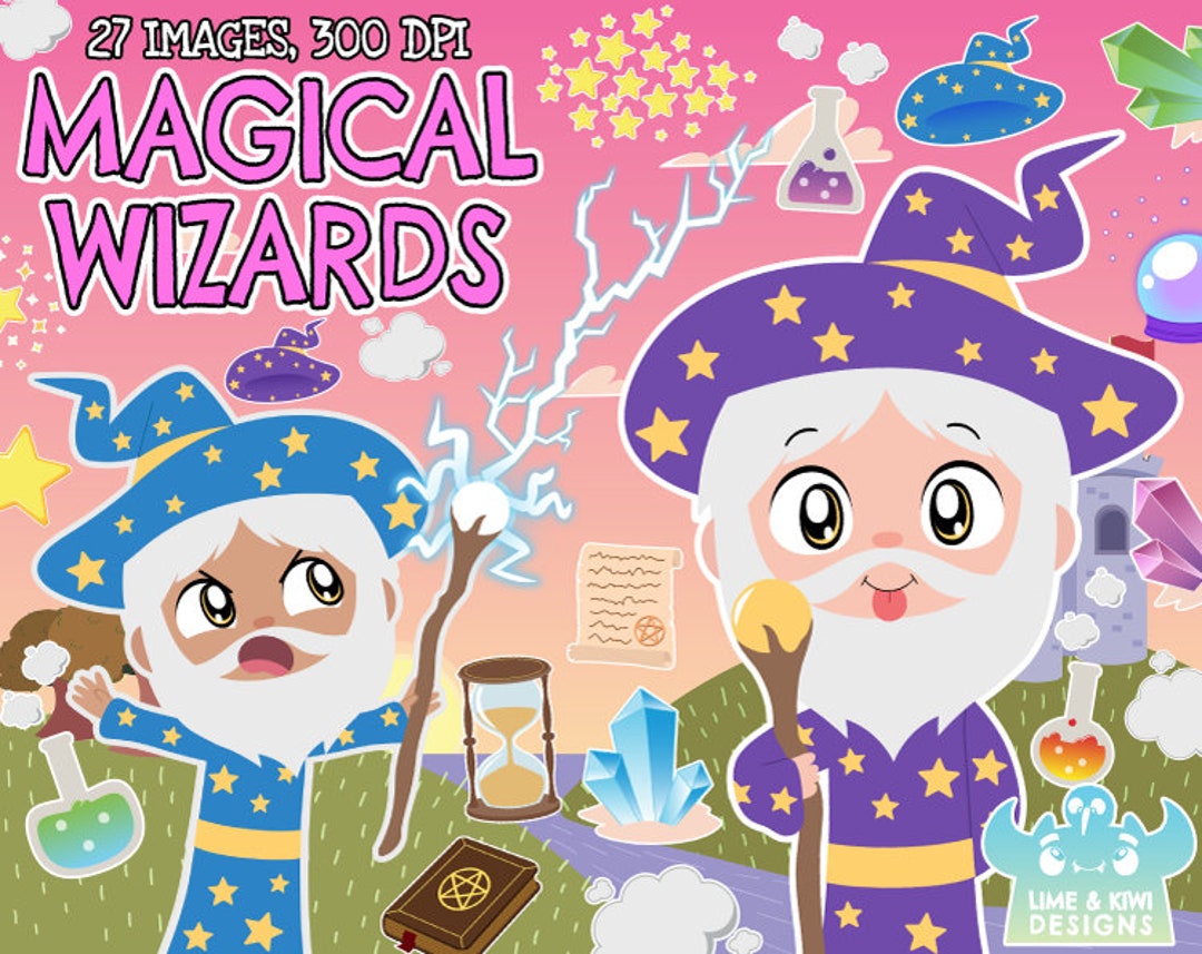 Magical Wizards Clipart, Instant Download, Magic, Star, Wand, Cloak ...