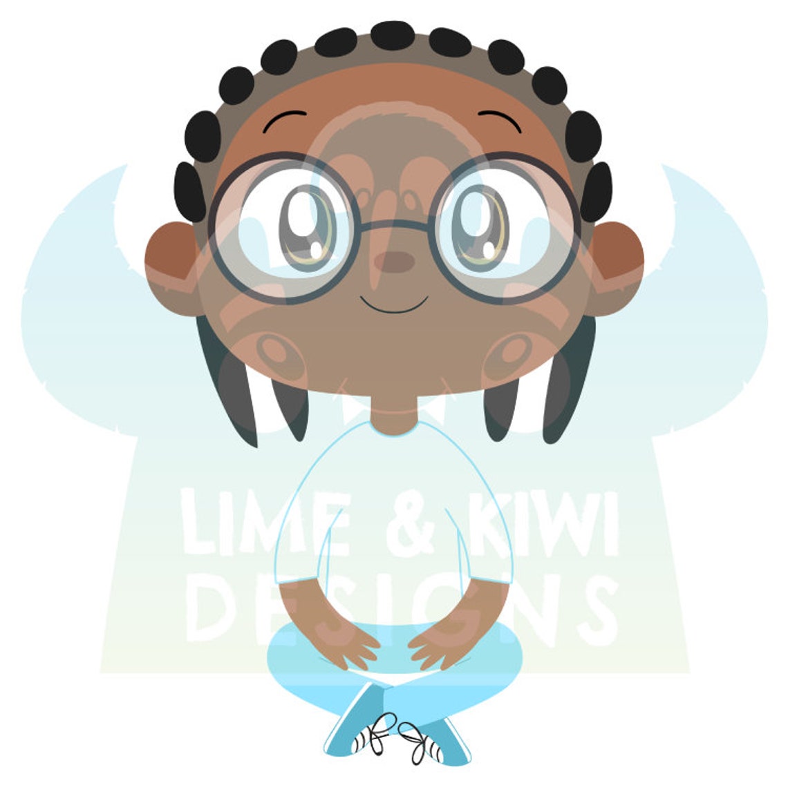 African American Kids (option 2) Clipart, Black and White, Digital ...