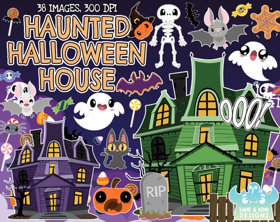 Haunted Halloween House Clipart With Trees