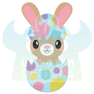 Easter Rabbits Clipart, Black and White, Digital Stamps, Bunny, Flower ...