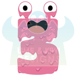 Monster Numbers Clipart, Black and White, Digital Stamps, Commercial ...