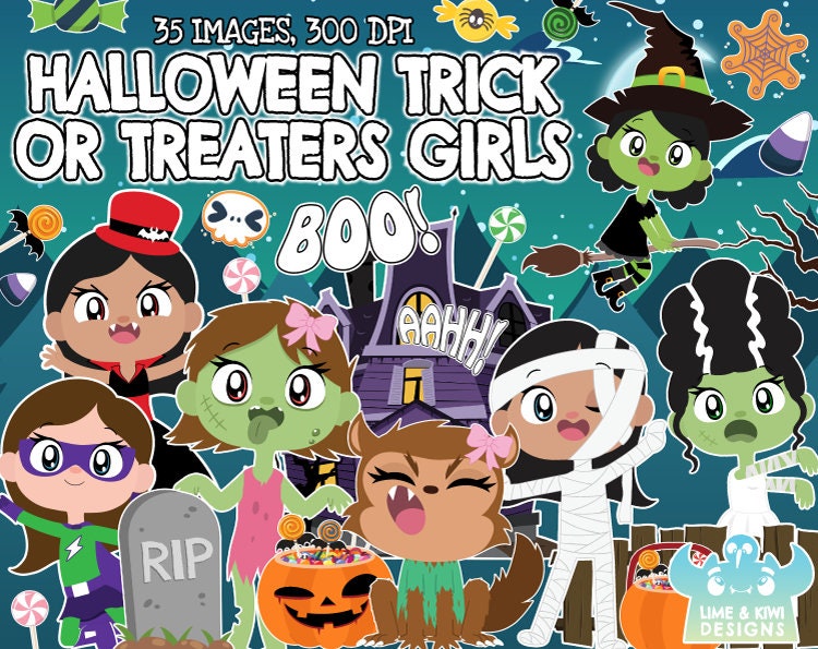 Halloween Characters Clipart Bundle 1 Classic monsters | Etsy