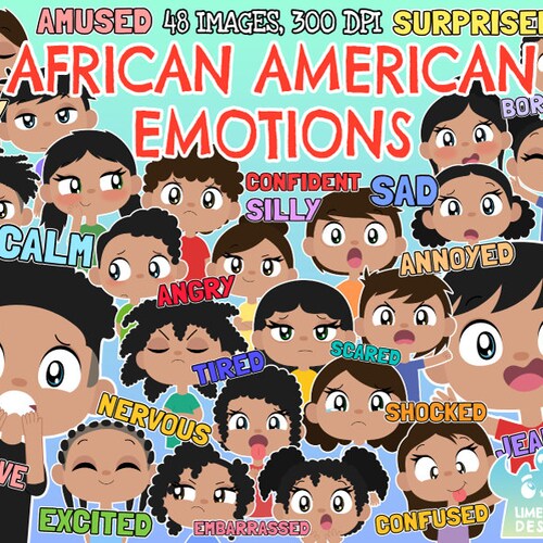 African American Kids option 2 Clipart Instant Download - Etsy