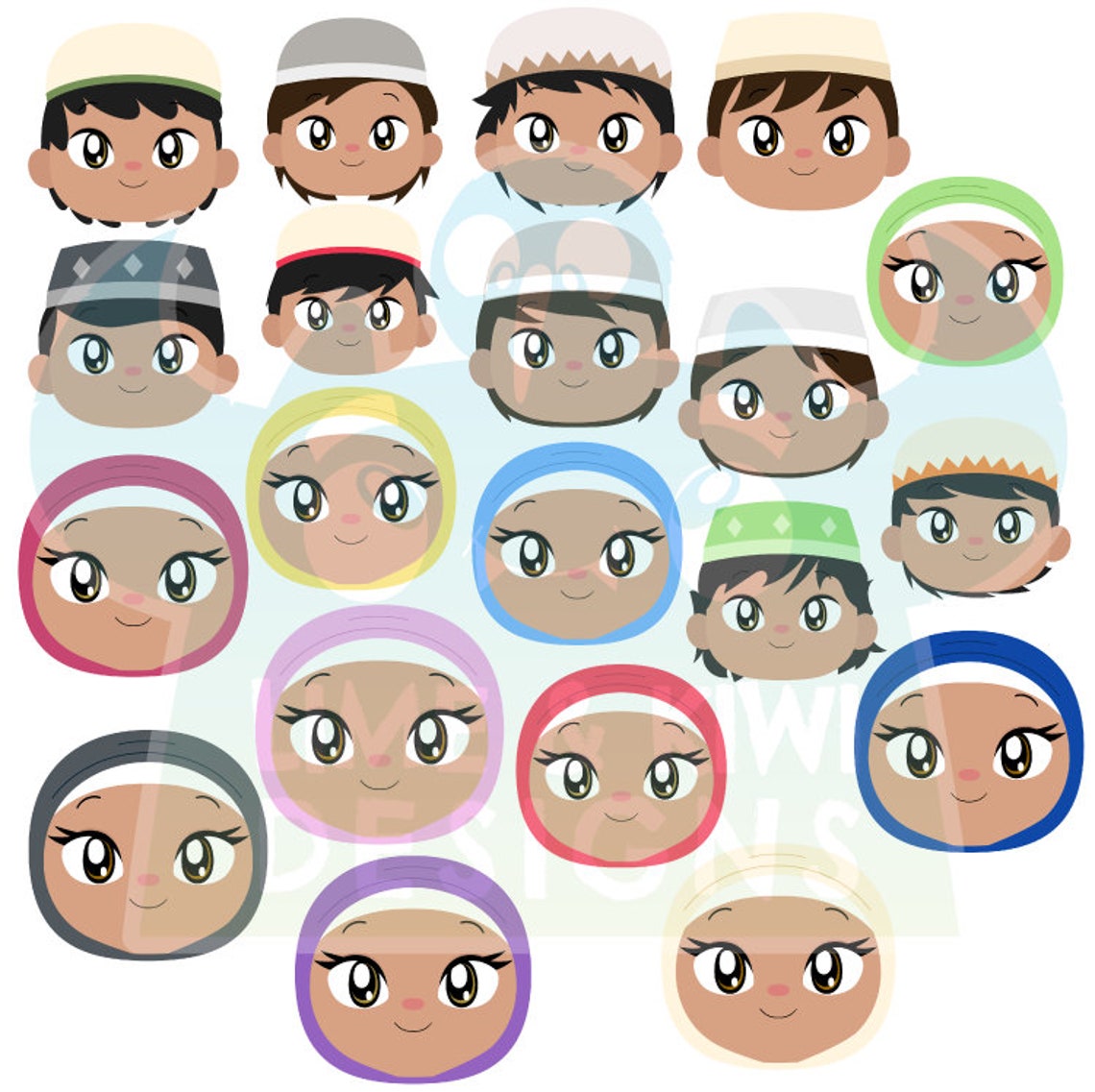 Islamic/muslim Kids Clipart, Black and White, Digital Stamps ...