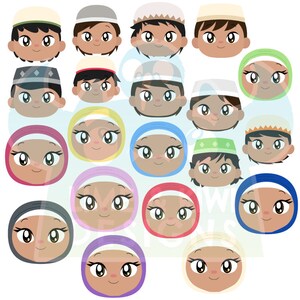 Islamic/muslim Kids Clipart, Black and White, Digital Stamps ...