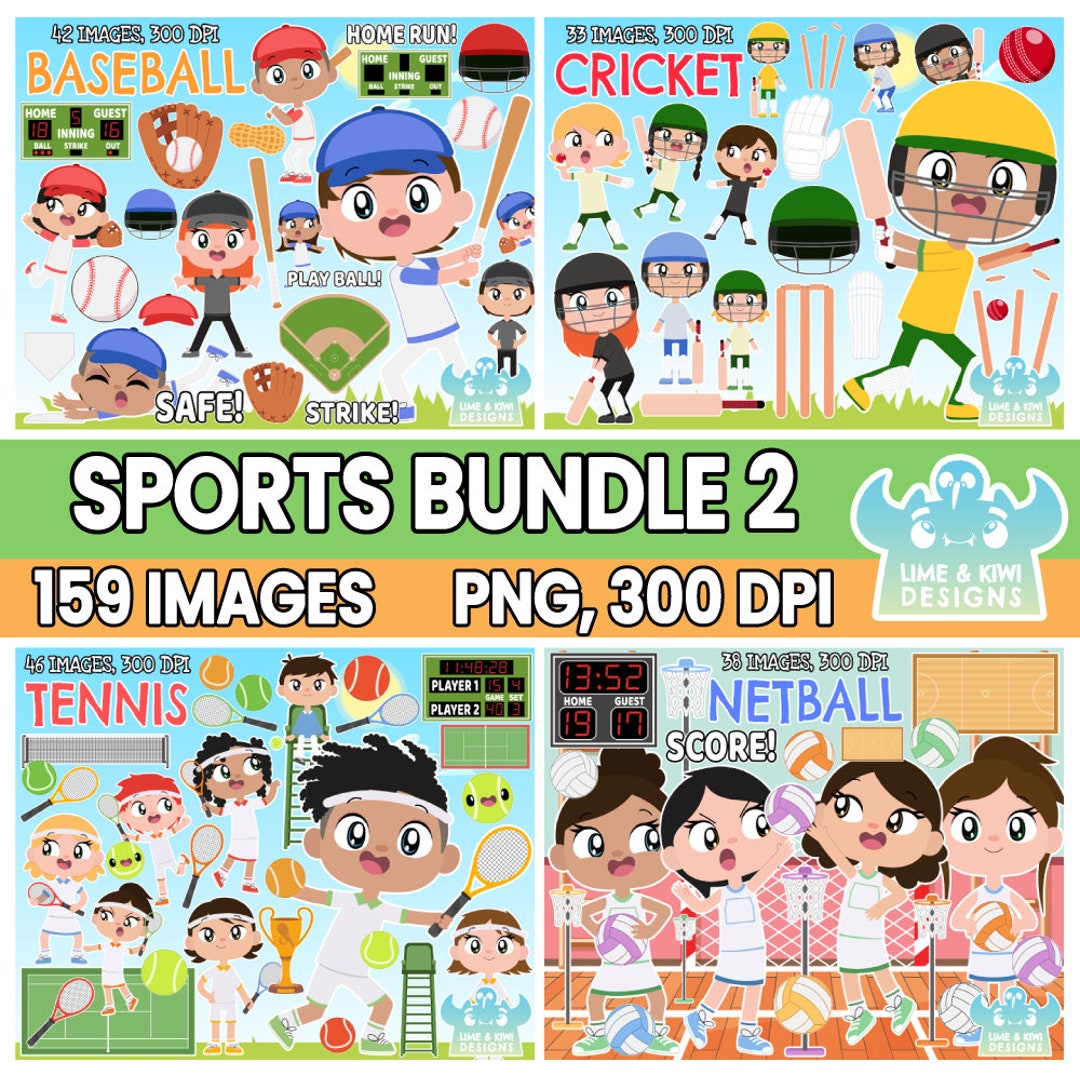 Sports Clipart Bundle 2, Black and White, Digital Stamps, Soccer ...