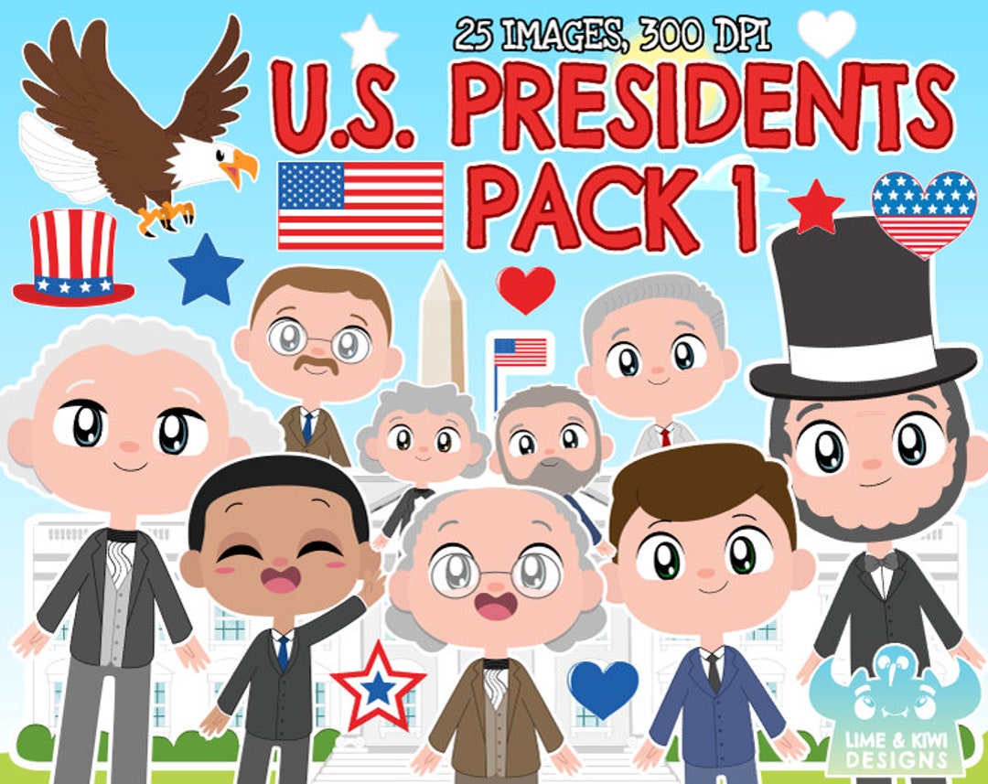U.S. Presidents/founding Fathers Clipart - Pack 1, Black and White ...
