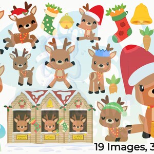 Christmas Reindeer Clipart, Instant Download Art, Commercial Use Clip ...