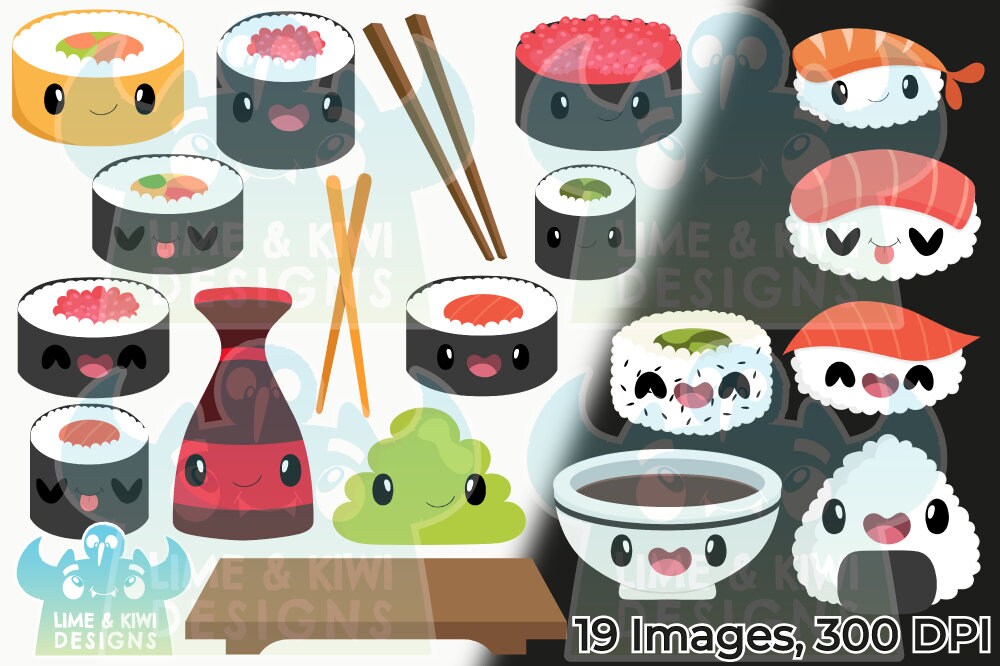Cute Sushi Clipart Instant Download Japan Japanese Food - Etsy Australia