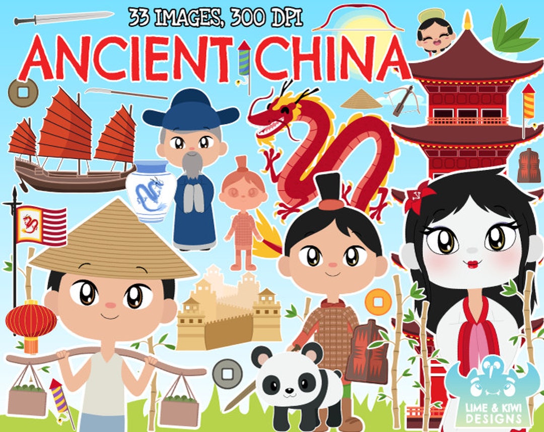 Ancient China Clipart, Black and White, Digital Stamps, Chinese ...