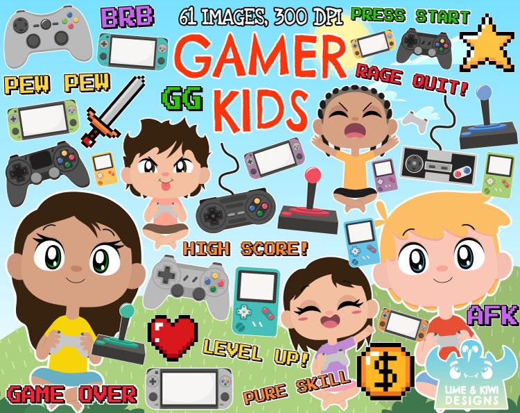 Kid Playing Video Games Clipart