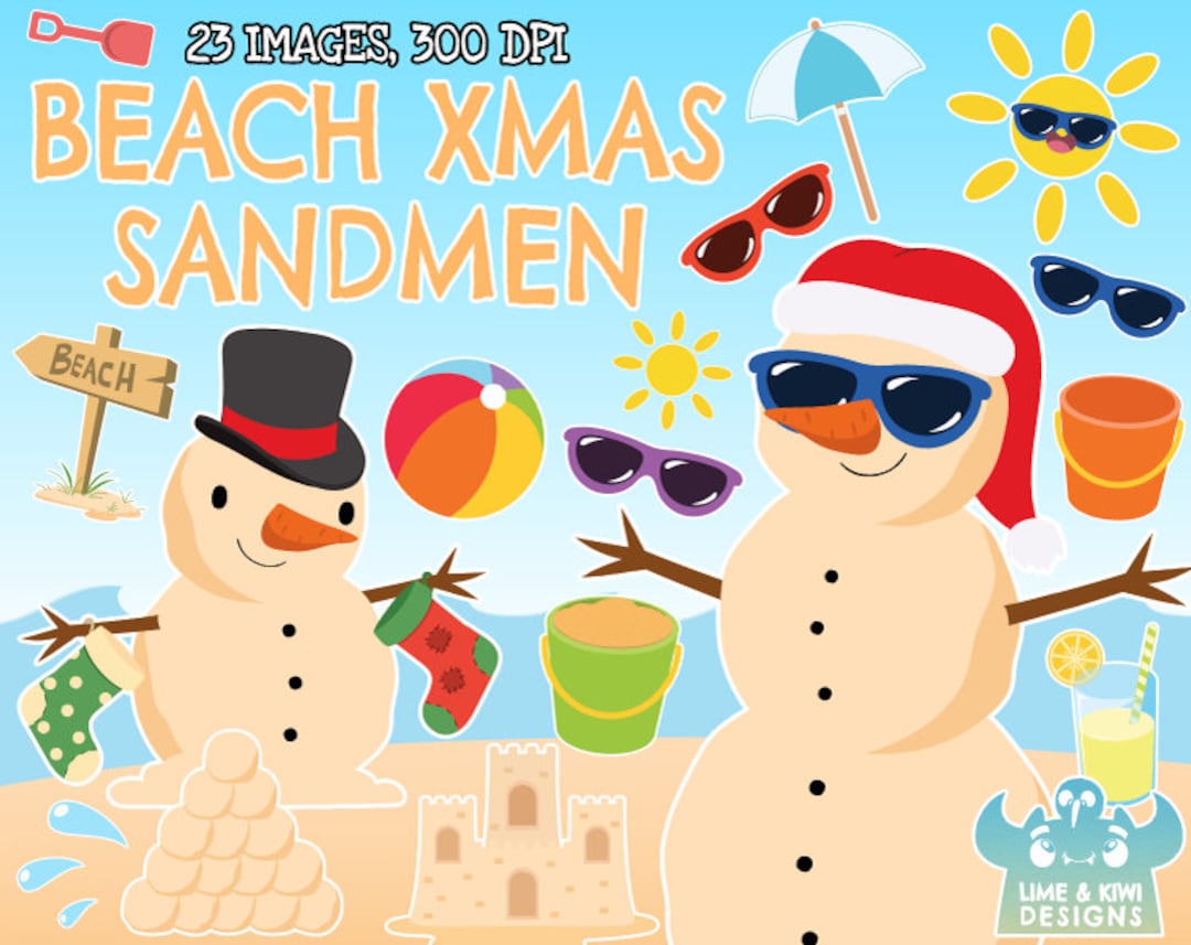 Beach Christmas Sandmen Clipart, Instant Download Art, Commercial Use ...