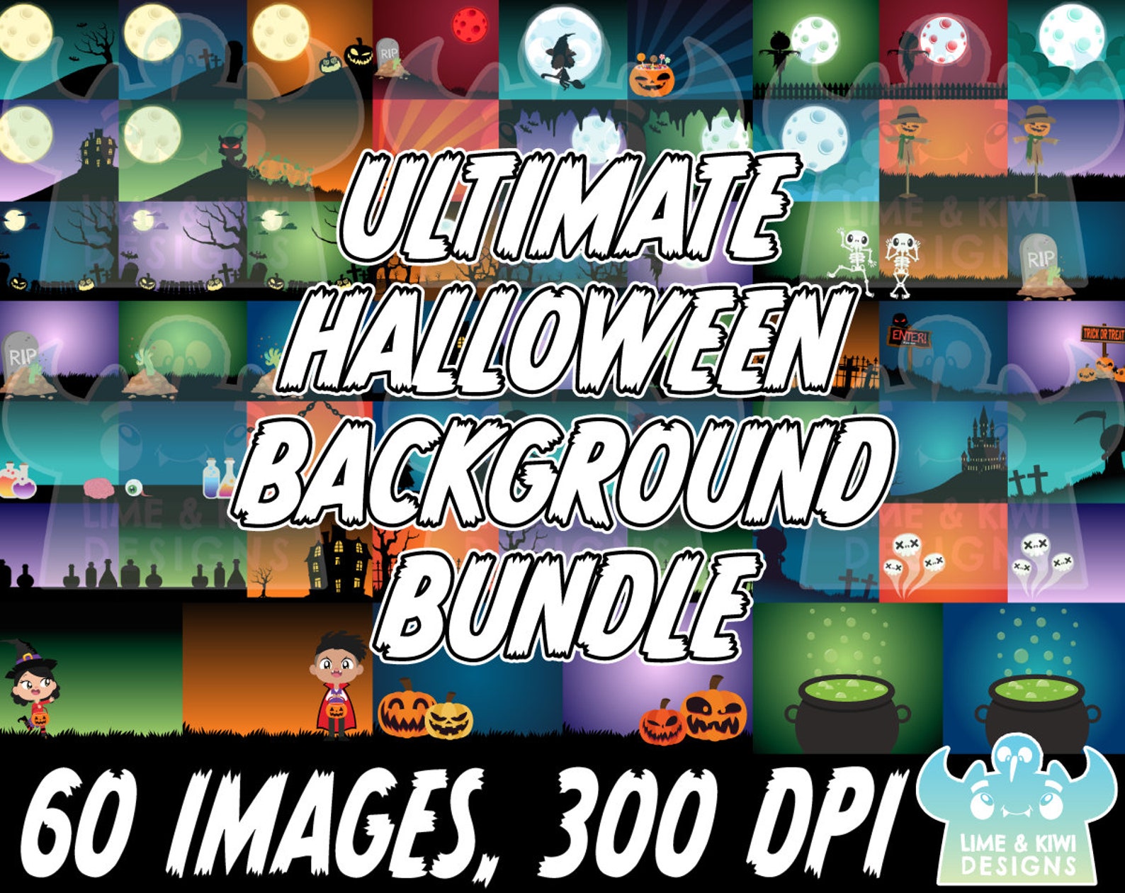 Ultimate Halloween Background Bundle Instant Download Art, Commercial ...