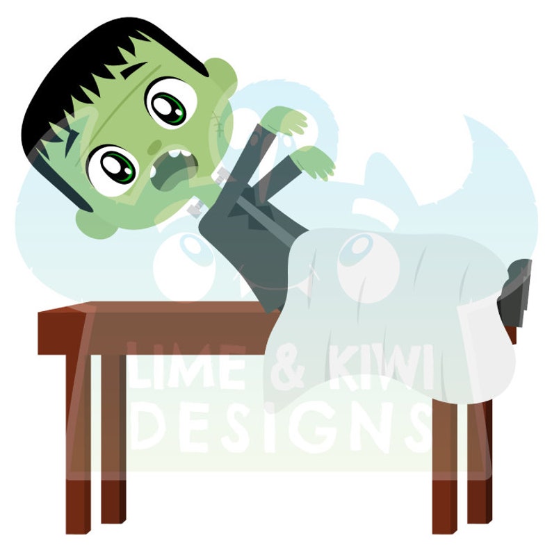 Frankenstein Monsters Clipart, Black and White, Digital Stamps ...