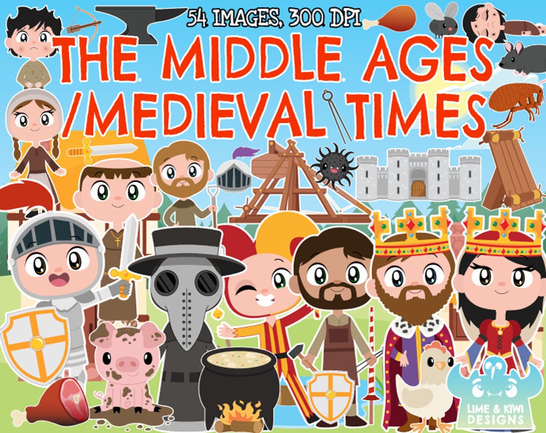 The Middle Ages/medieval Clipart, Black and White, Digital Stamps ...