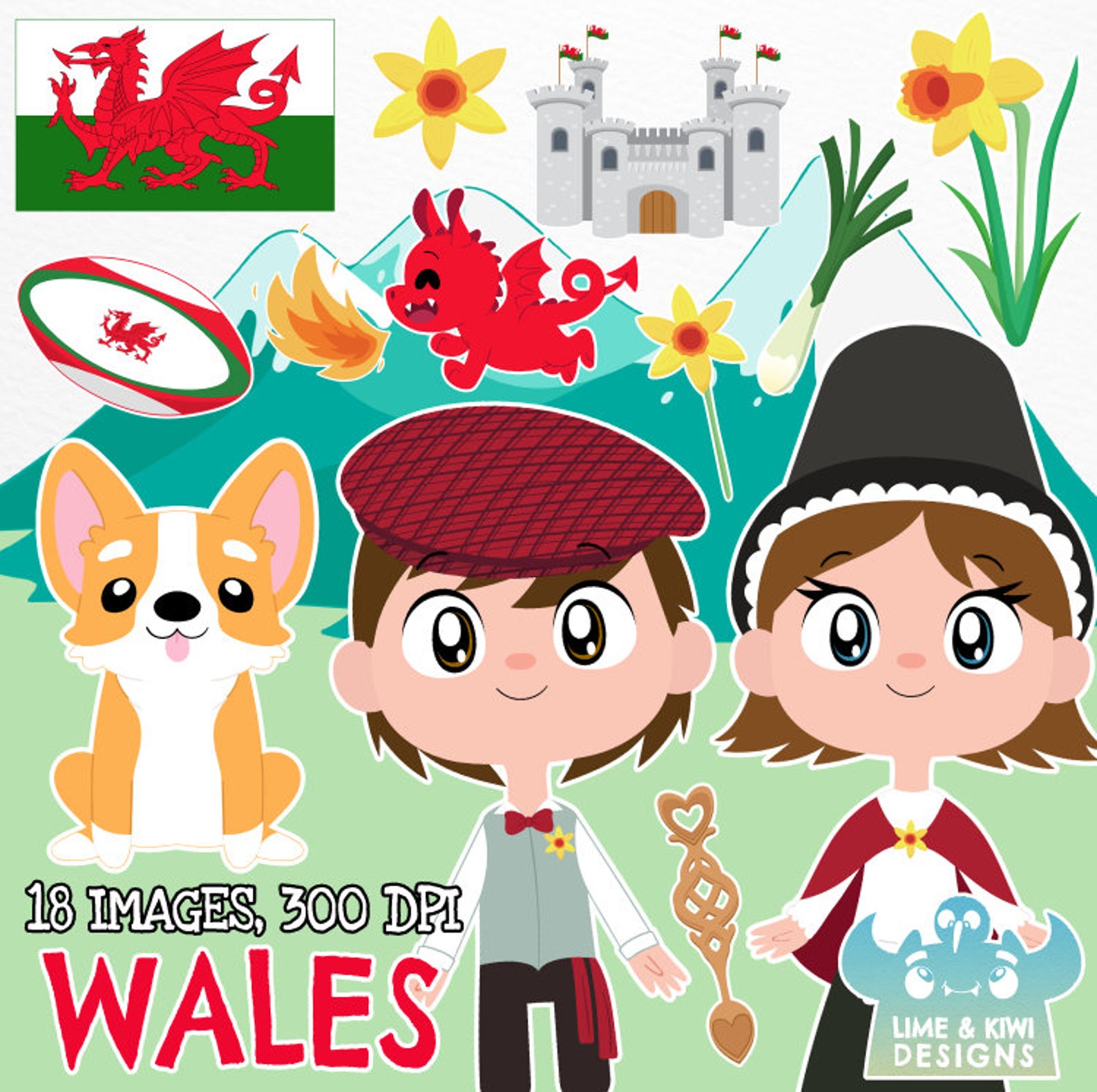 Wales Clipart Instant Download Vector Art Commercial Use | Etsy