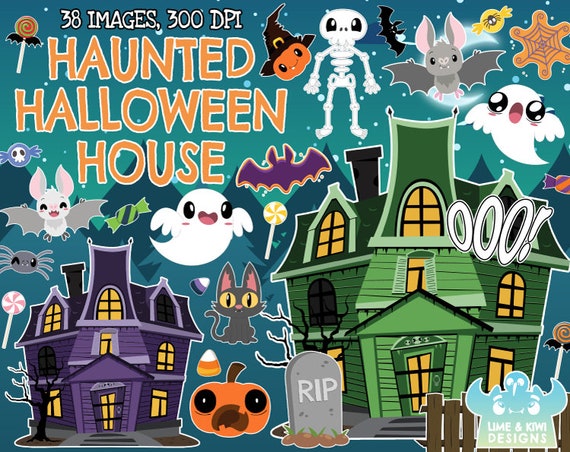 Haunted Halloween House Clipart Instant Download Vector Art | Etsy