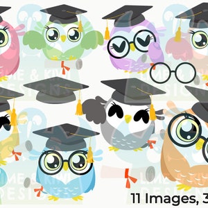 Graduation Owls Clipart Instant Download Celebration | Etsy UK