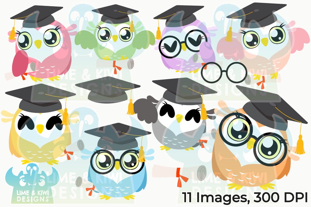 Graduation Owls Clipart Instant Download Celebration - Etsy UK