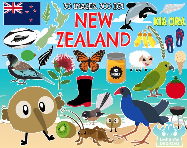 New Zealand/kiwiana Clipart Instant Download Vector Art - Etsy Australia